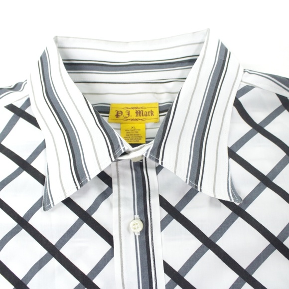 P.J. Mark | Shirts | Pj Mark Diamond Checkered French Cuff Dress Shirt ...